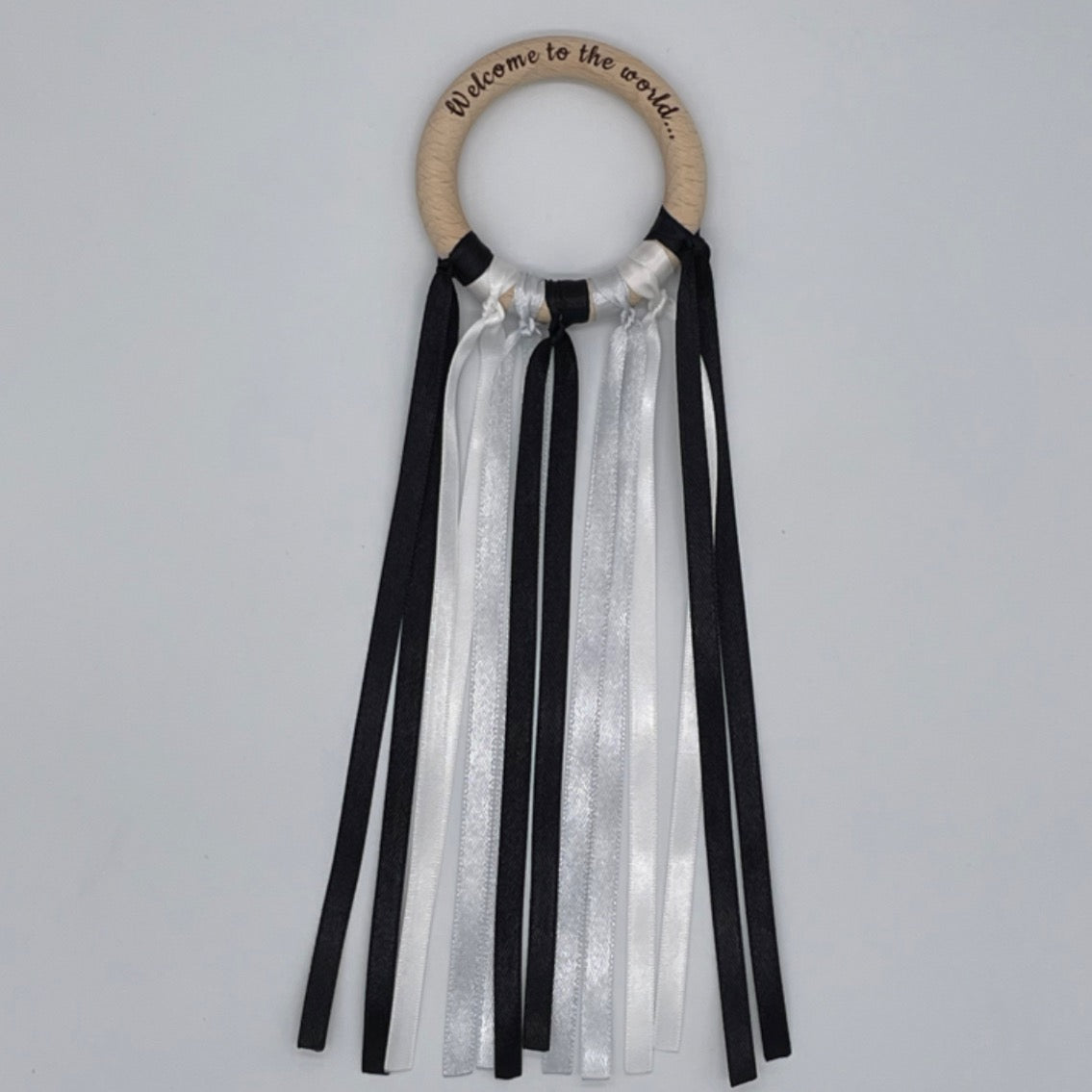 'Welcome to the World' Monochrome Sensory Ribbon Ring – Mini Senses