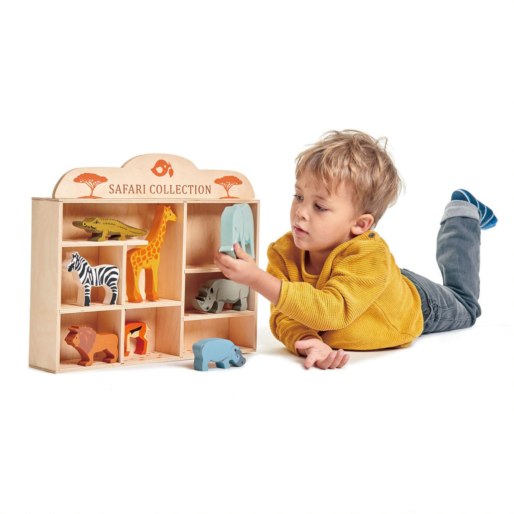 Wooden Safari Animals & Shelf Set – Mini Senses